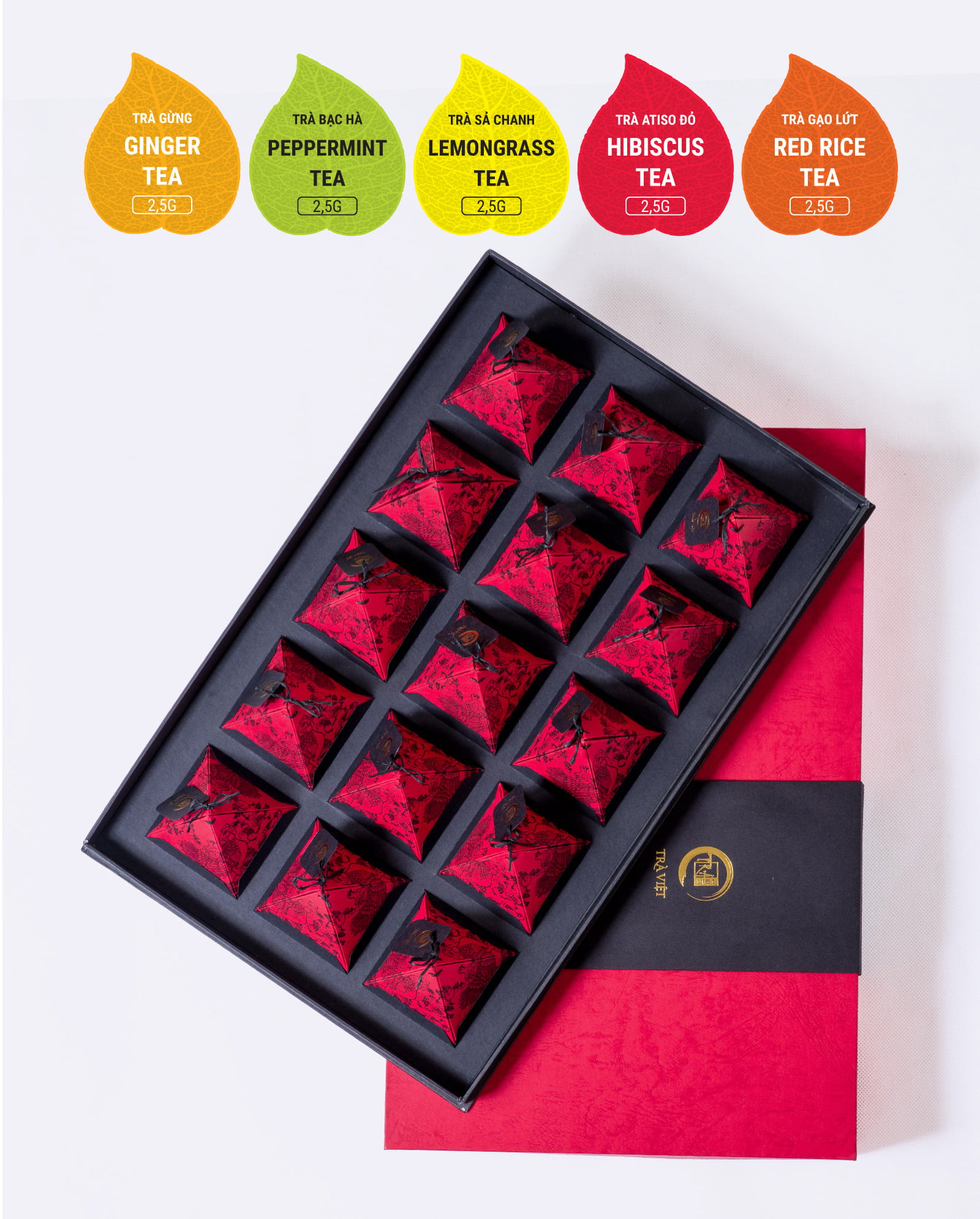 Ginger - Lemongrass - Peppermint - Red Rice - Hibiscus Tea Pyramid Gift ...